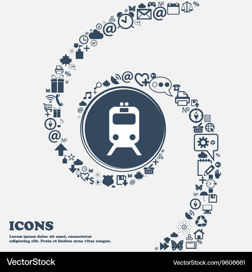 Train icon sign in center around many Royalty Free Vector