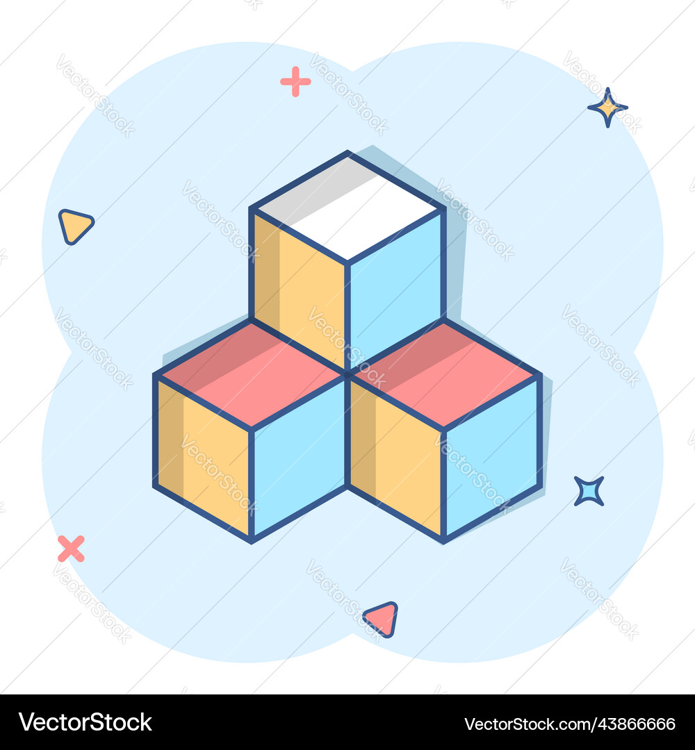 Cartoon blockchain technology icon in comic style Vector Image