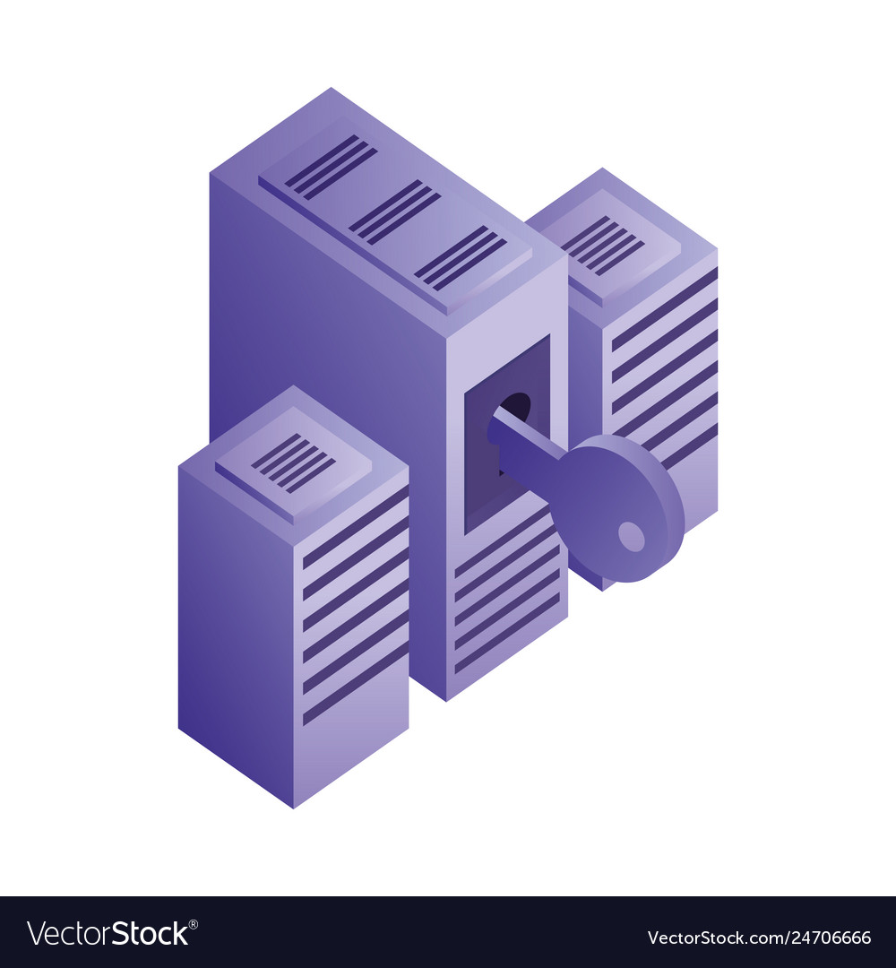 Database Server Center Security Protection Vector Image