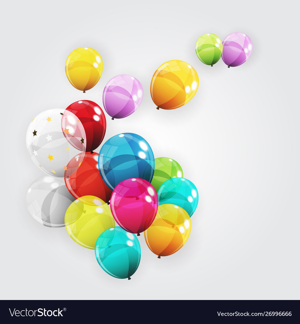 Group Colour Glossy Helium Balloons Background Vector Image