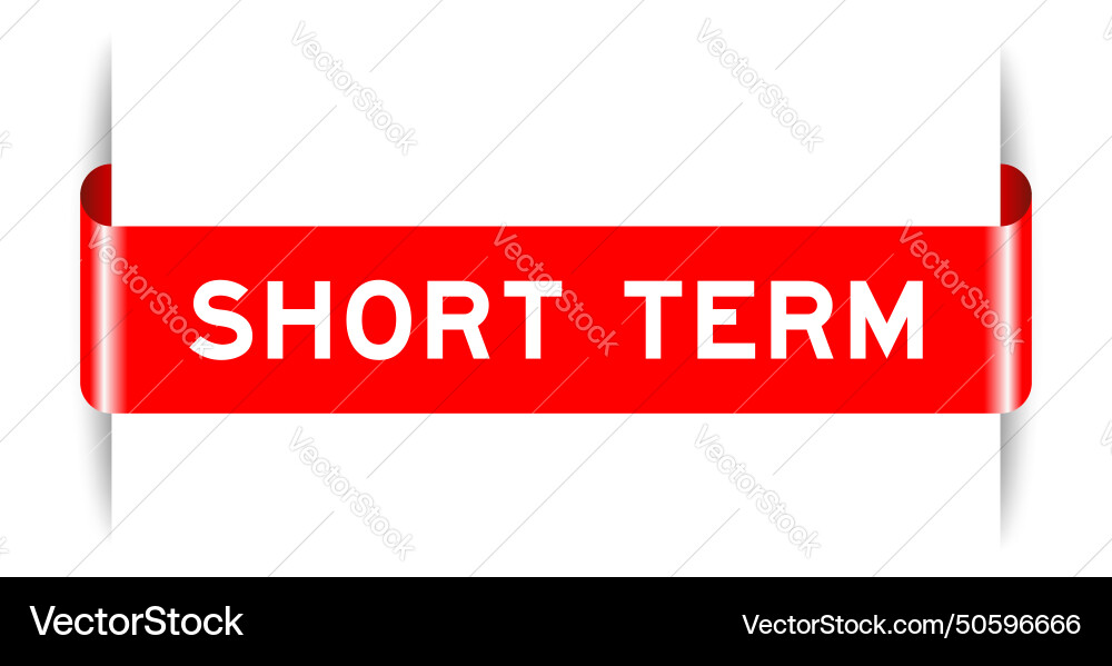 Red color inserted label banner with word short Vector Image