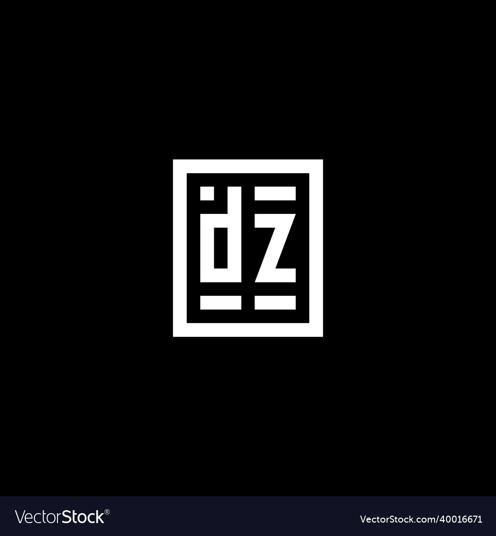 Dz initial logo with square rectangular shape Vector Image