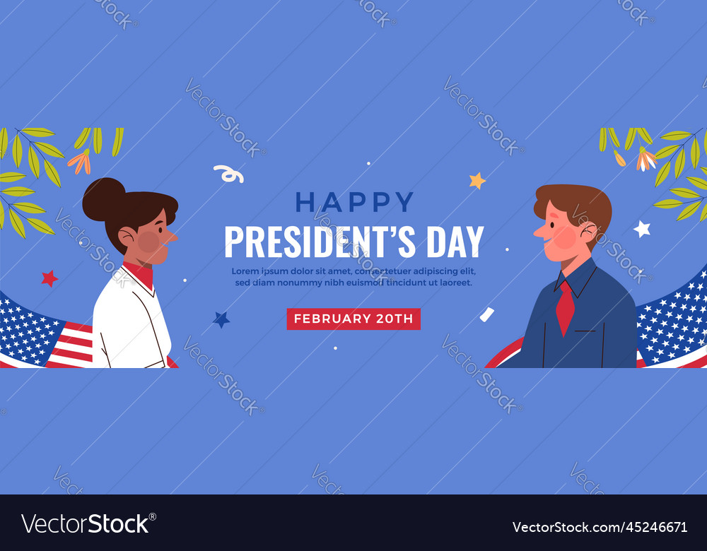 Happy presidents day horizontal banner template Vector Image