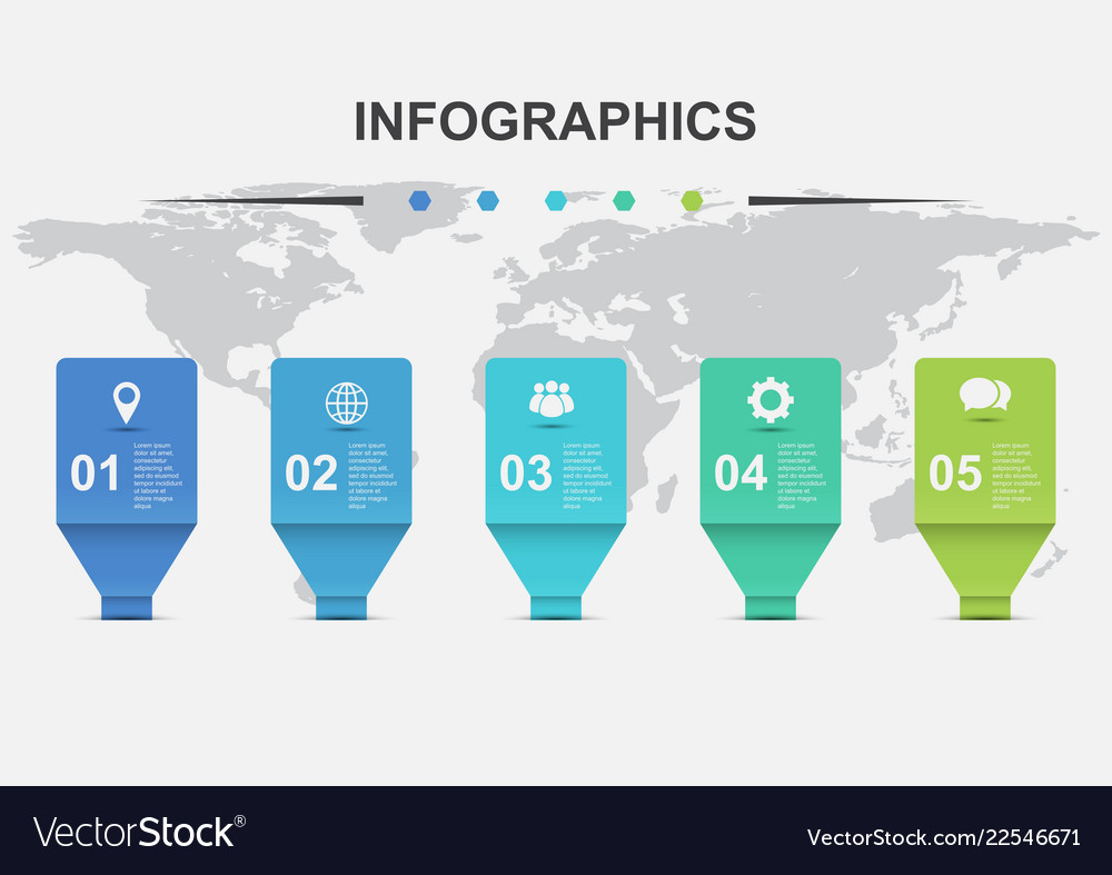 Infographic design template with five elements Vector Image