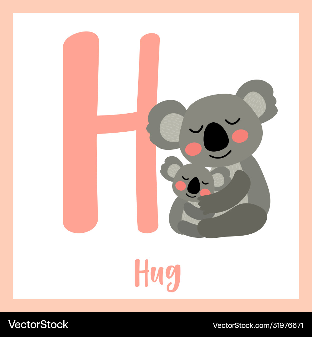 Letter h vocabulary hug Royalty Free Vector Image