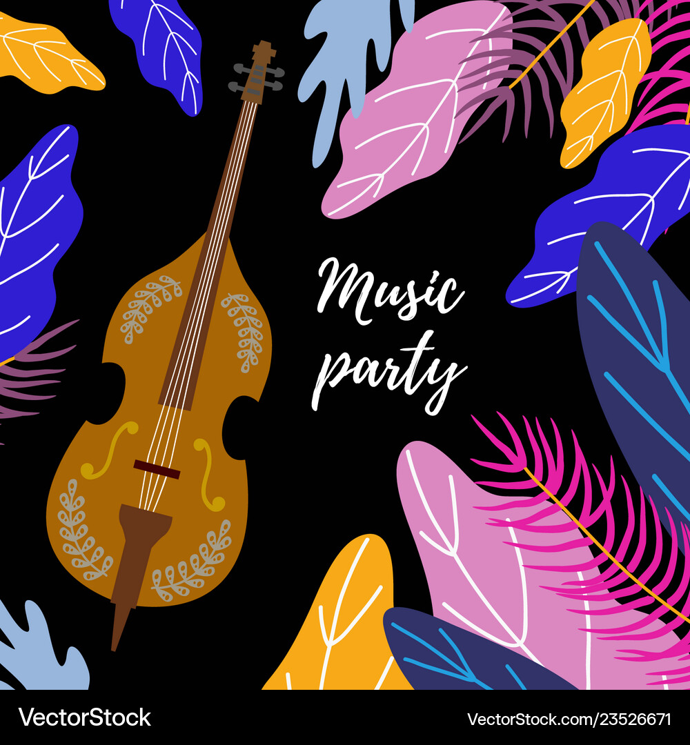 Musical background classical cello bright leaves Vector Image