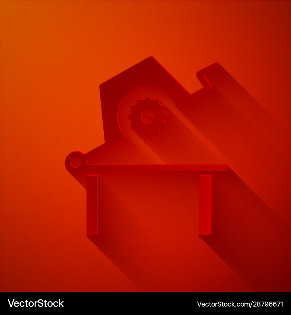 Paper cut table saw for woodwork icon isolated Vector Image