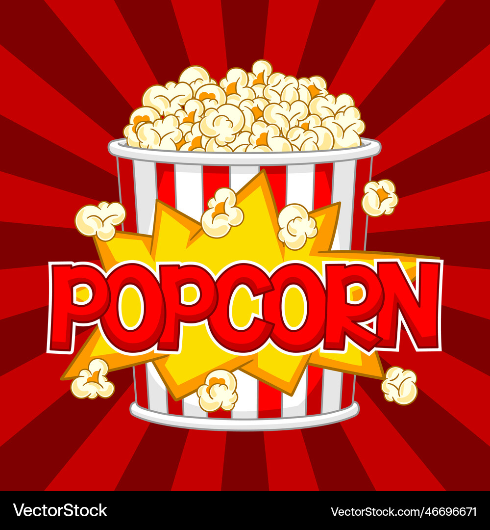 Popcorn in paper striped bucket Royalty Free Vector Image