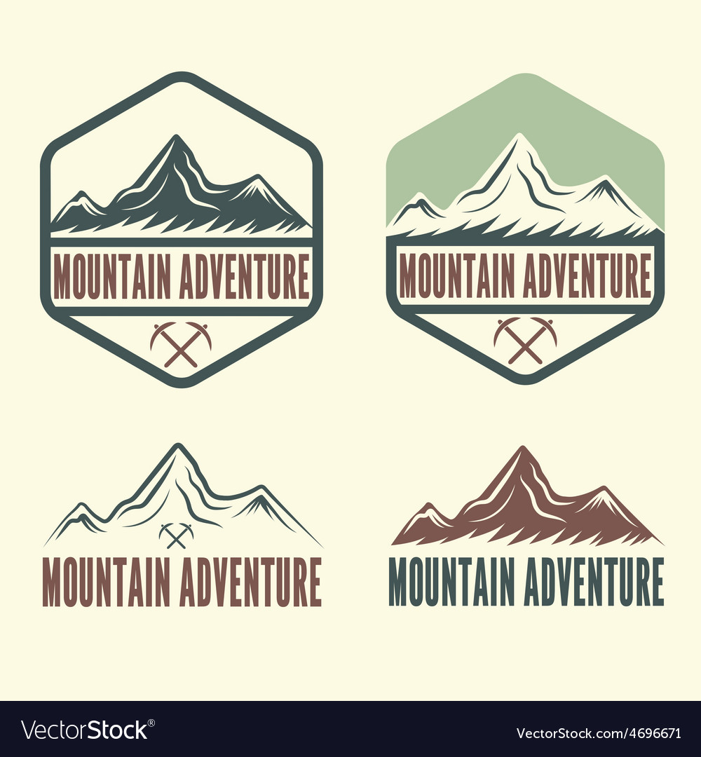 Set of vintage labels mountain adventure Vector Image