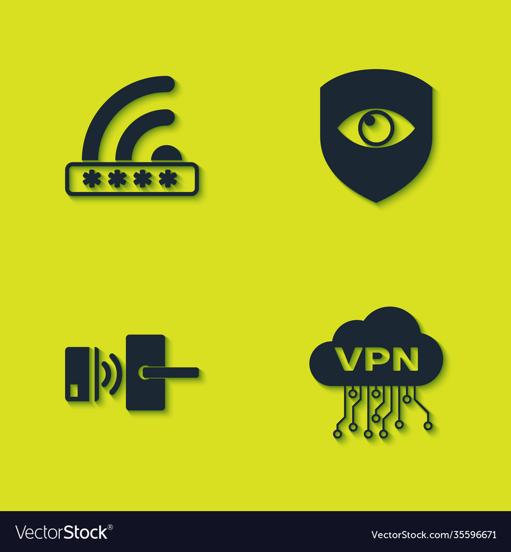 Set wifi locked cloud vpn interface digital door Vector Image