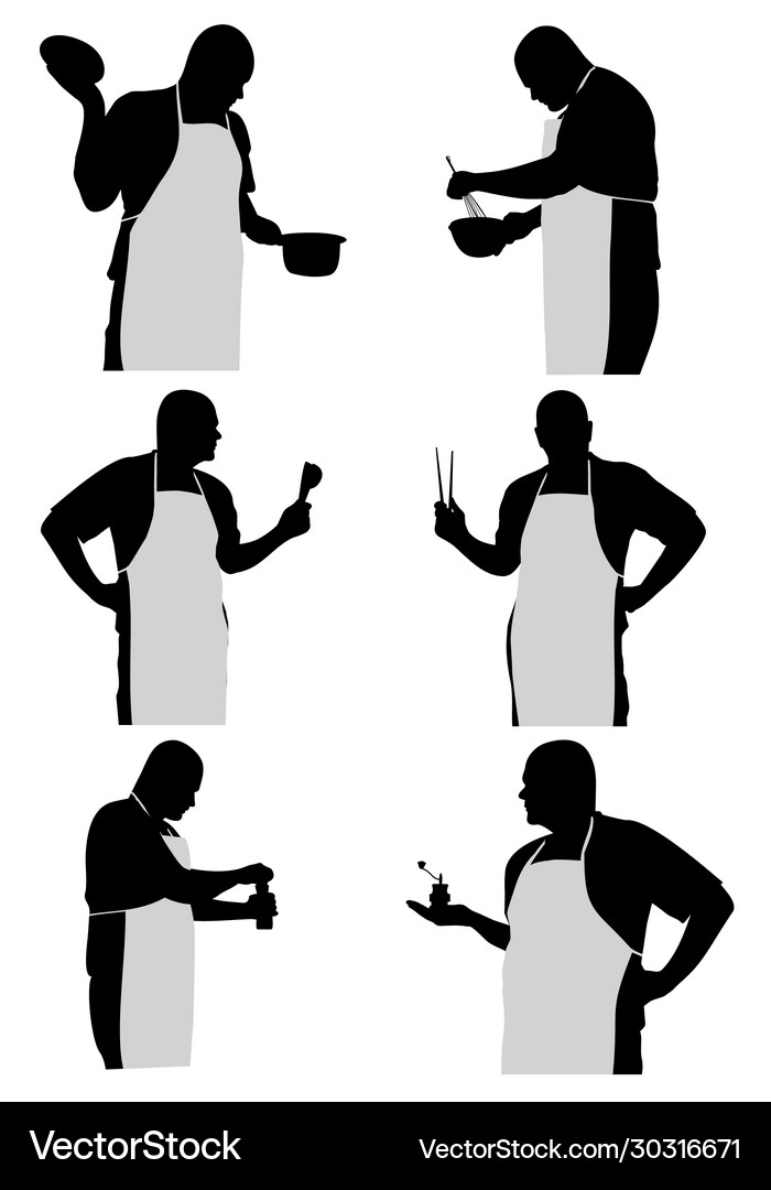 Silhouettes a male cook Royalty Free Vector Image