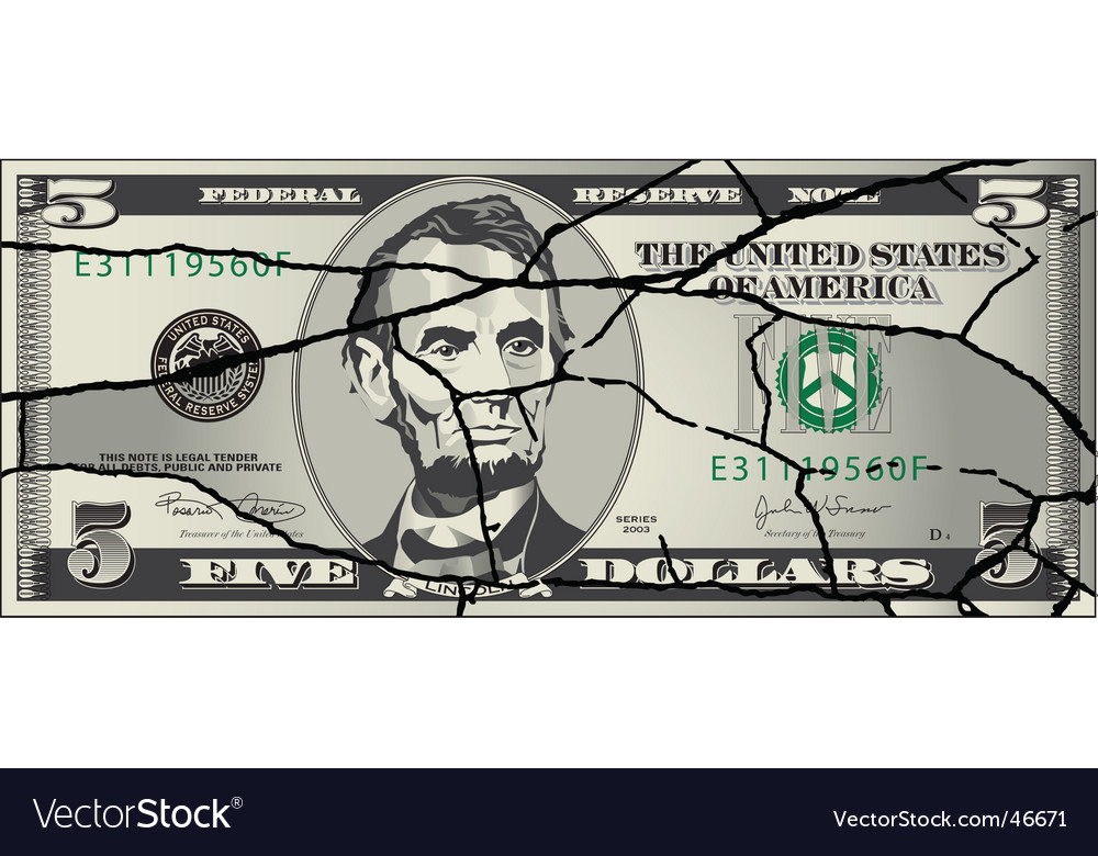 Torn 5 dollar Royalty Free Vector Image - VectorStock