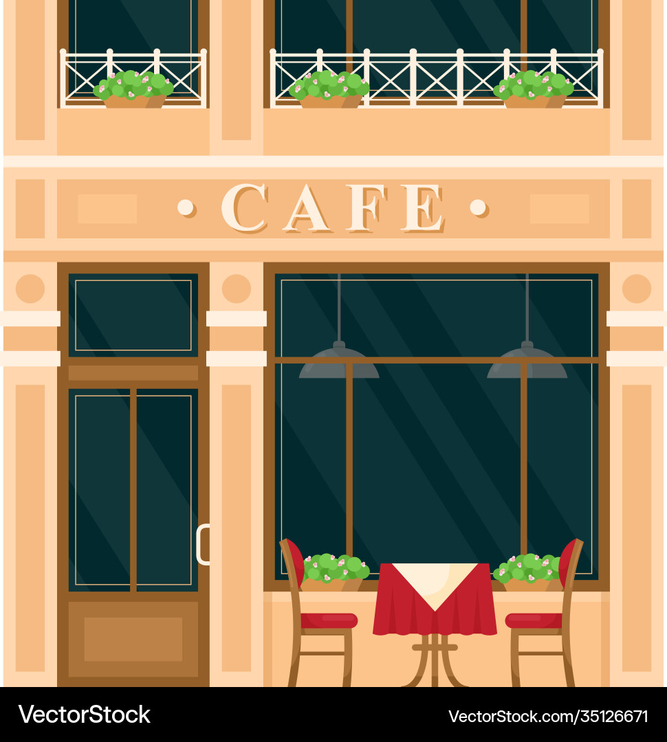 Vintage cafe house building facade Royalty Free Vector Image
