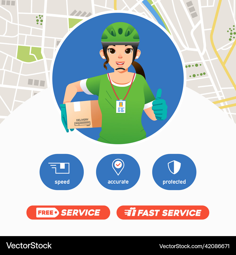Women courier deliverry service bring package Vector Image