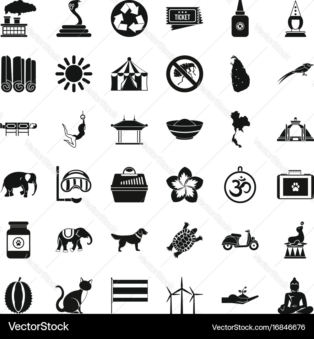 Animal elephant icons set simple style Royalty Free Vector