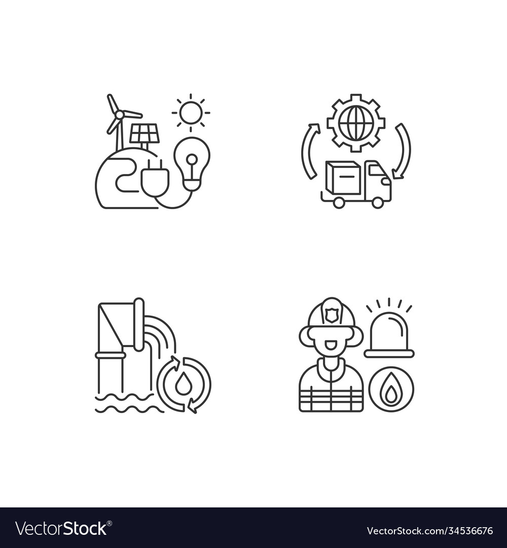 Basic services linear icons set Royalty Free Vector Image