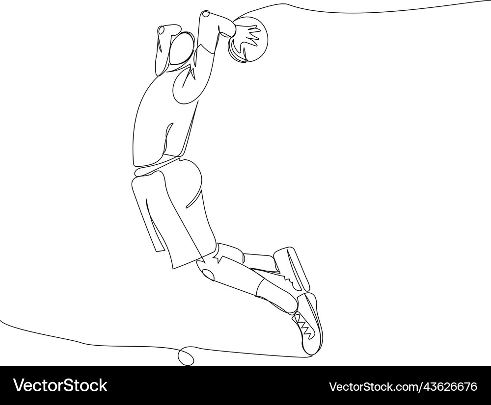 Basketball player throws the ball one line art Vector Image