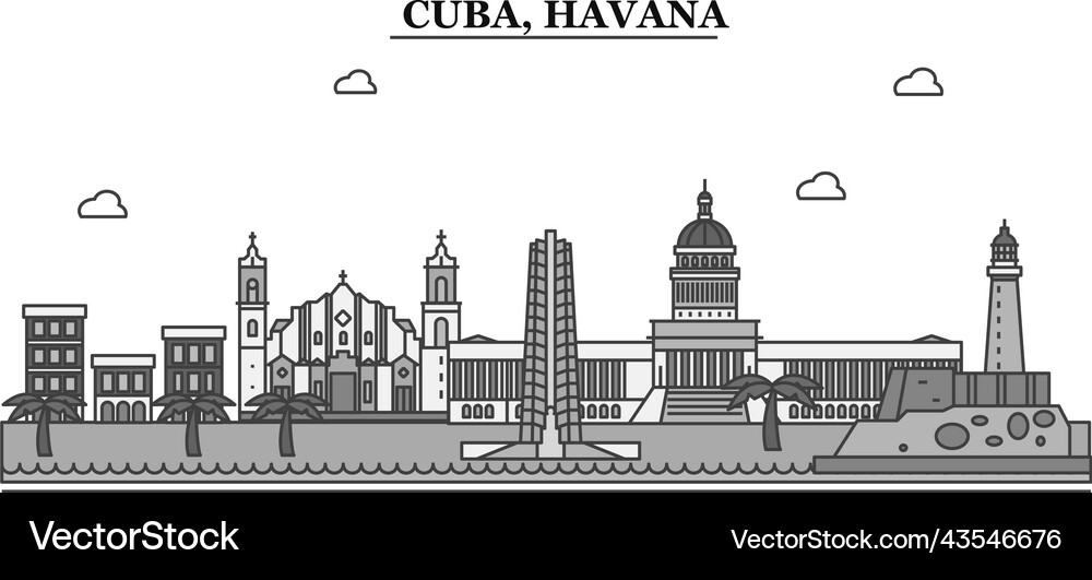 Cuba havana city skyline isolated Royalty Free Vector Image