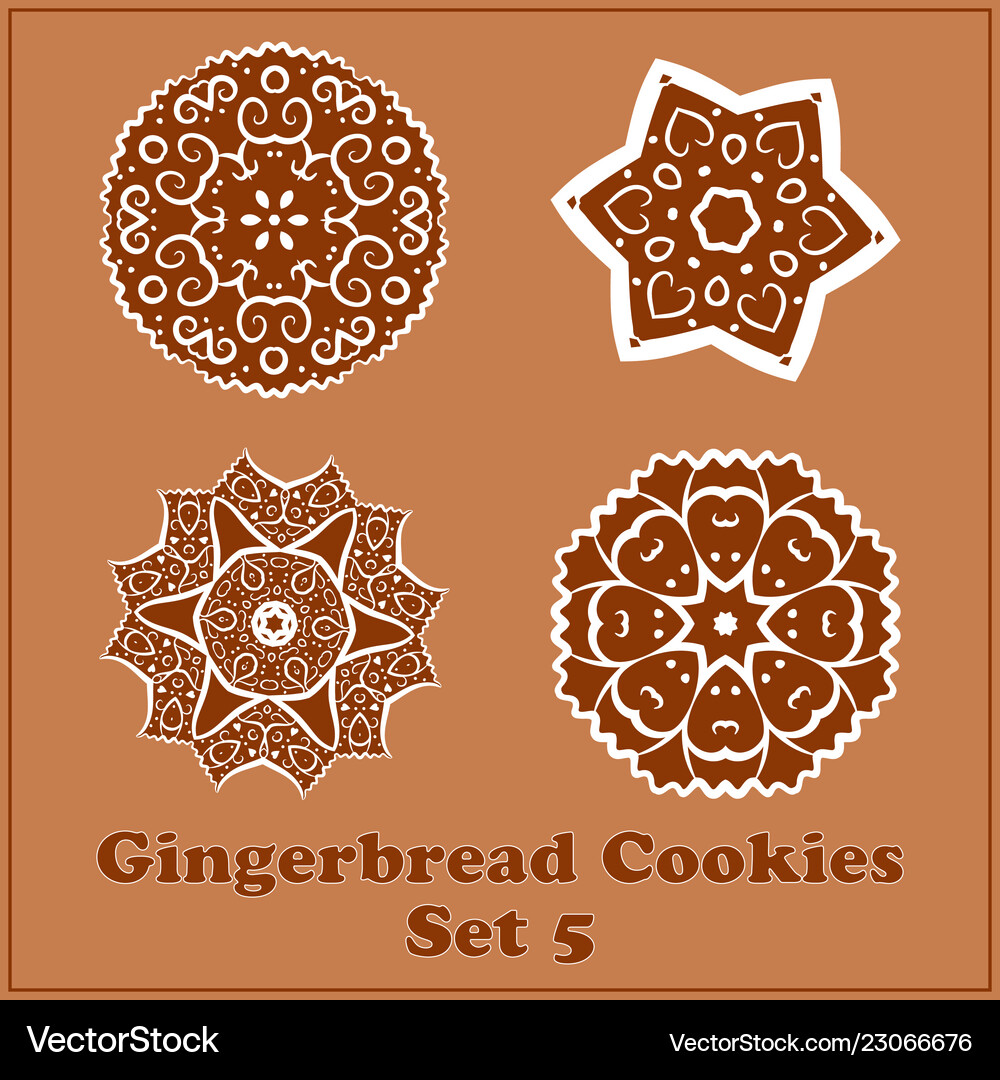 Gingerbread snowflakes cookies set merry Vector Image