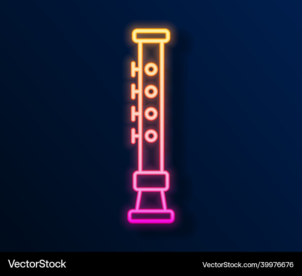 Glowing neon line flute icon isolated on black Vector Image