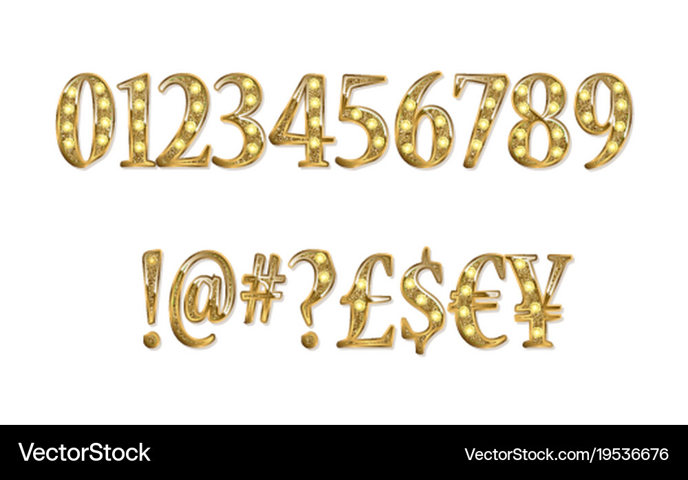 Gold glittering metal alphabet Royalty Free Vector Image