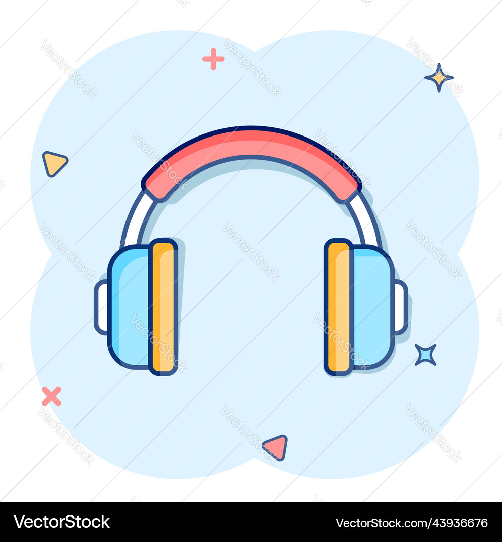Headphone headset icon in comic style headphones Vector Image
