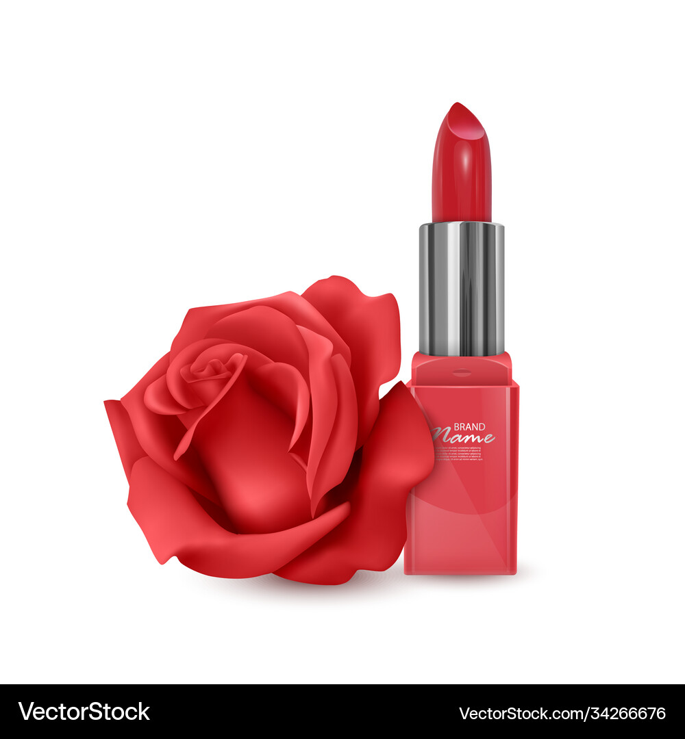Lipstick in bright red color realistic Royalty Free Vector