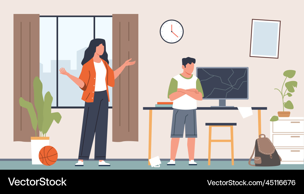 Parent quarrel with kid mother figuring Royalty Free Vector