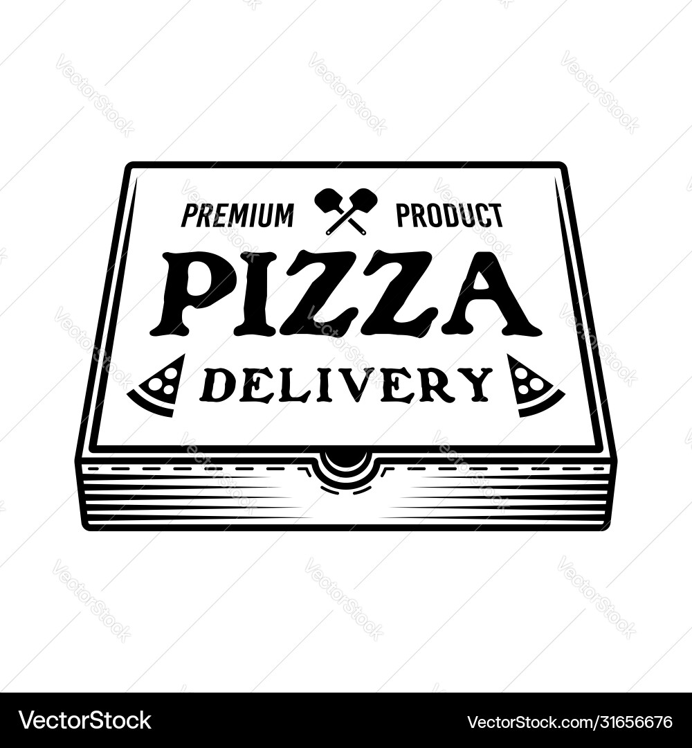 Pizza closed cardboard box with text on cover Vector Image