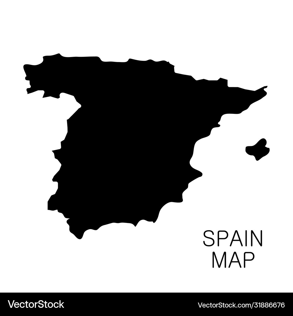 Spain map and country name isolated on white Vector Image