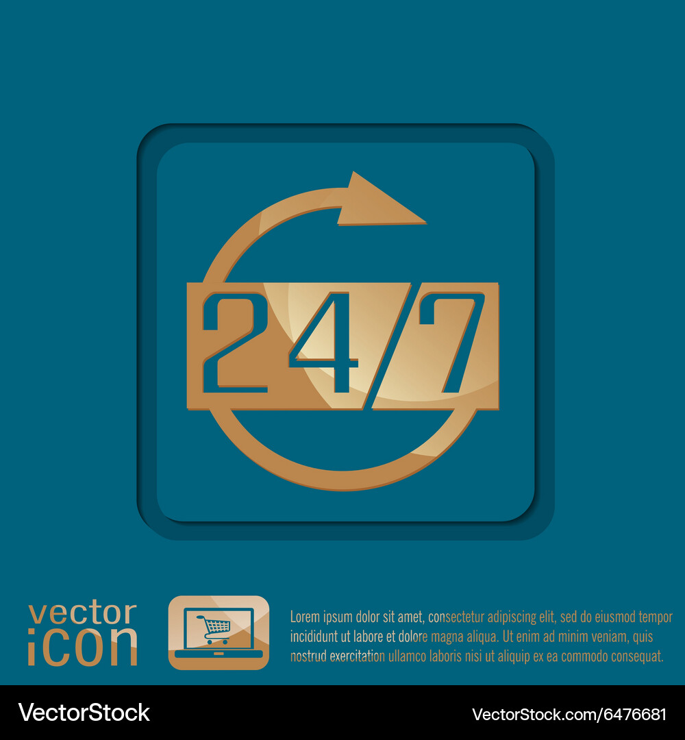 24 7 character 247 open 24 hours a day and 7 Vector Image
