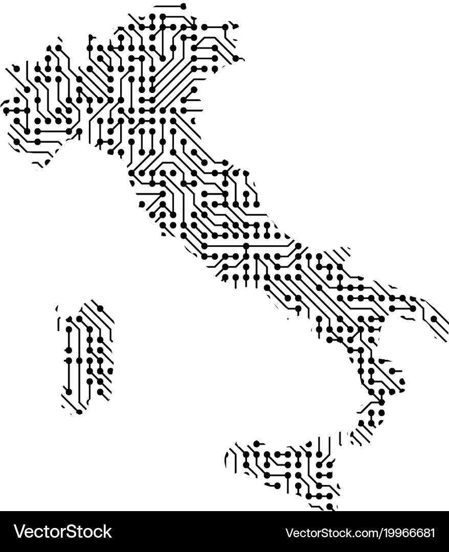 Abstract schematic map of italy from the black Vector Image