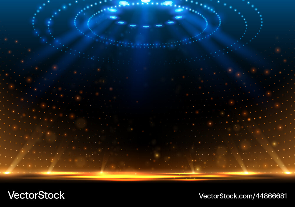 Arena blue and yellow lights background Royalty Free Vector