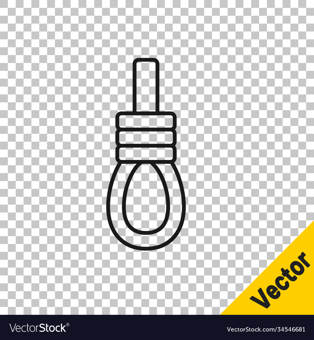 Black line gallows rope loop hanging icon isolated
