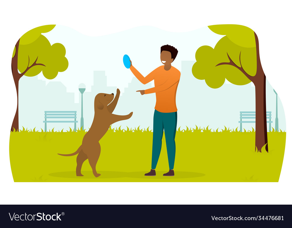 Dog handler concept Royalty Free Vector Image - VectorStock