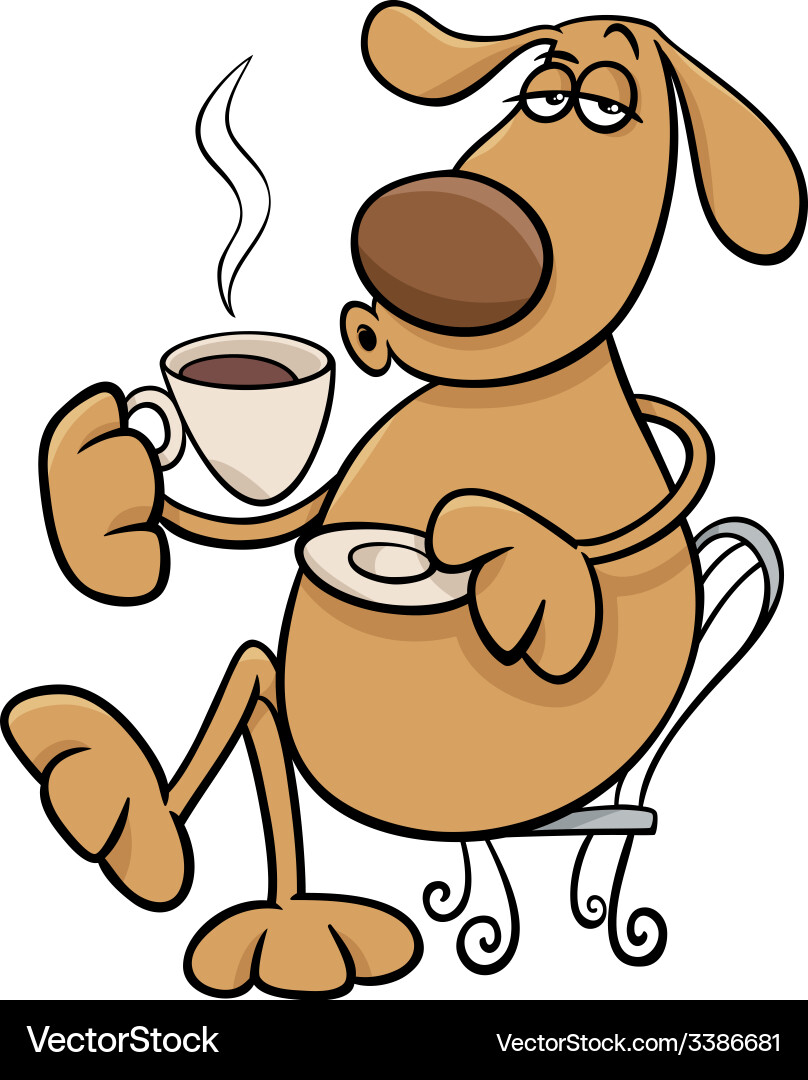 Dog with coffee cartoon Royalty Free Vector Image