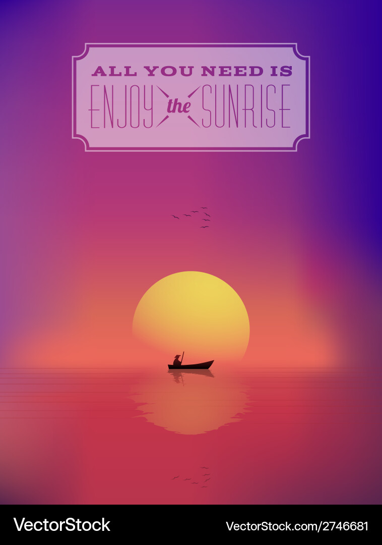 Eastern sunrise seascape abstract background Vector Image