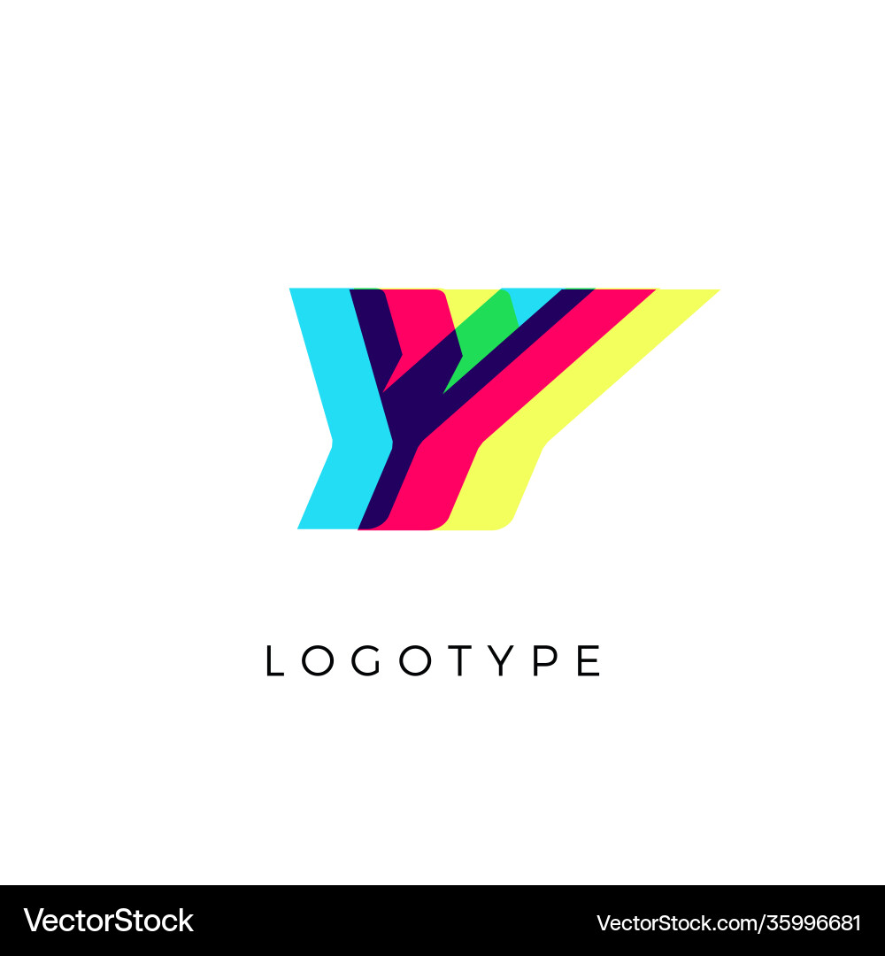 Glitch effect letter y colored spectrum overlay Vector Image