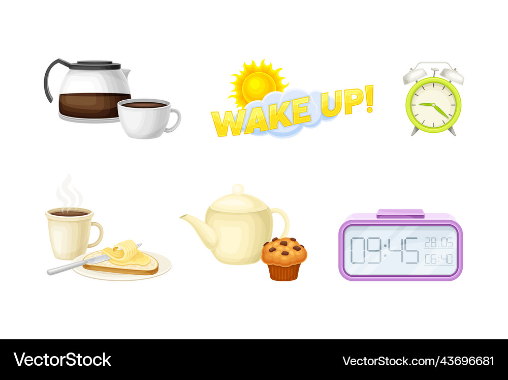 Good morning symbol and attribute with alarm clock