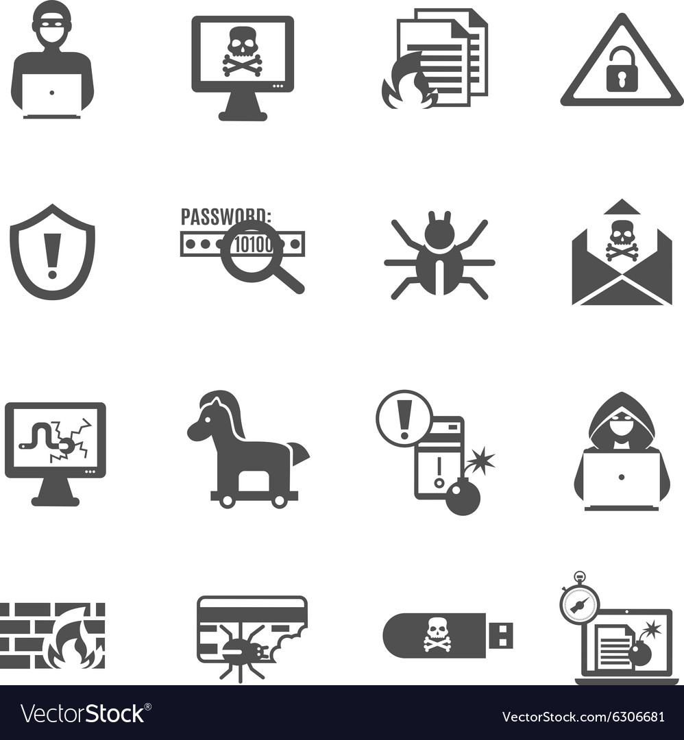 Hacker icons set Royalty Free Vector Image - VectorStock