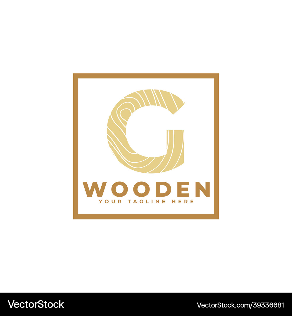Letter g with wooden texture and square shape Vector Image
