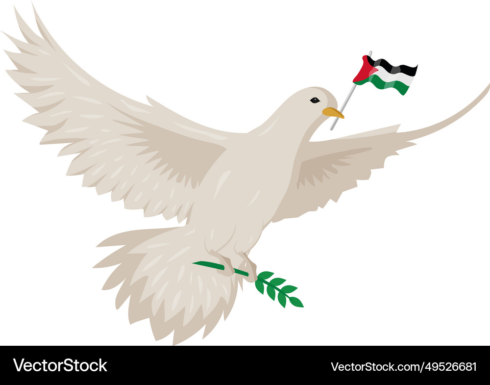 Palestine peace dove with flag Royalty Free Vector Image