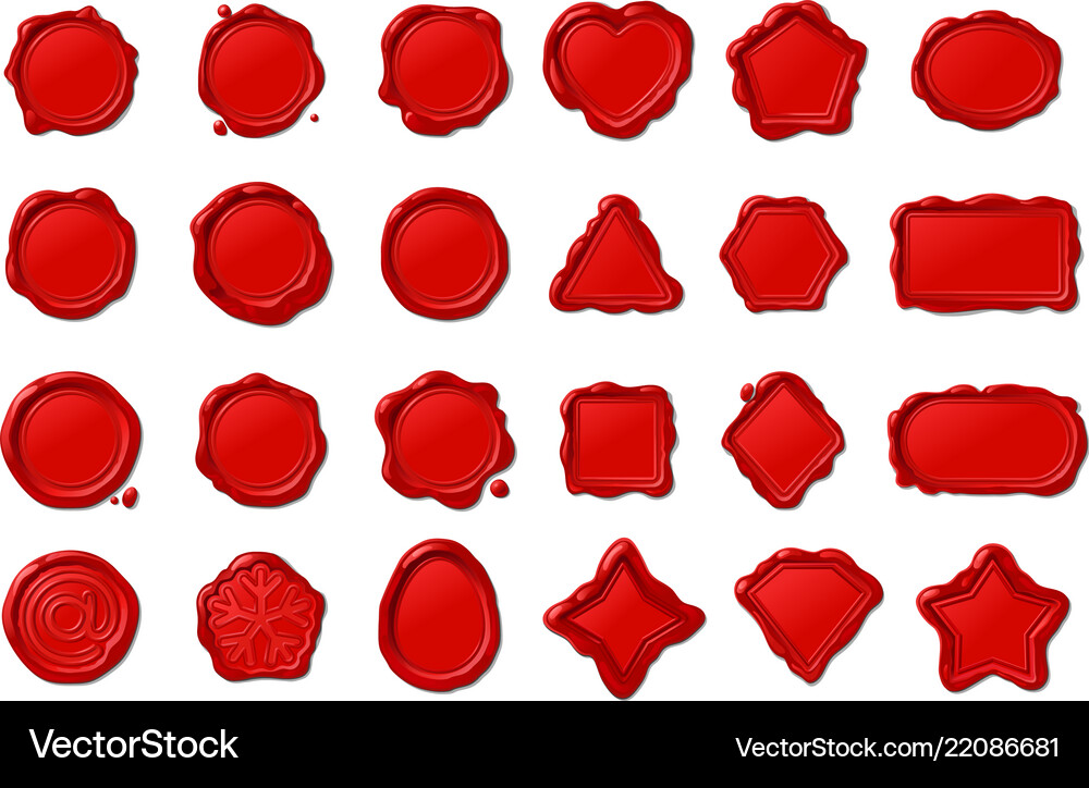 Red wax seal stamps set Royalty Free Vector Image