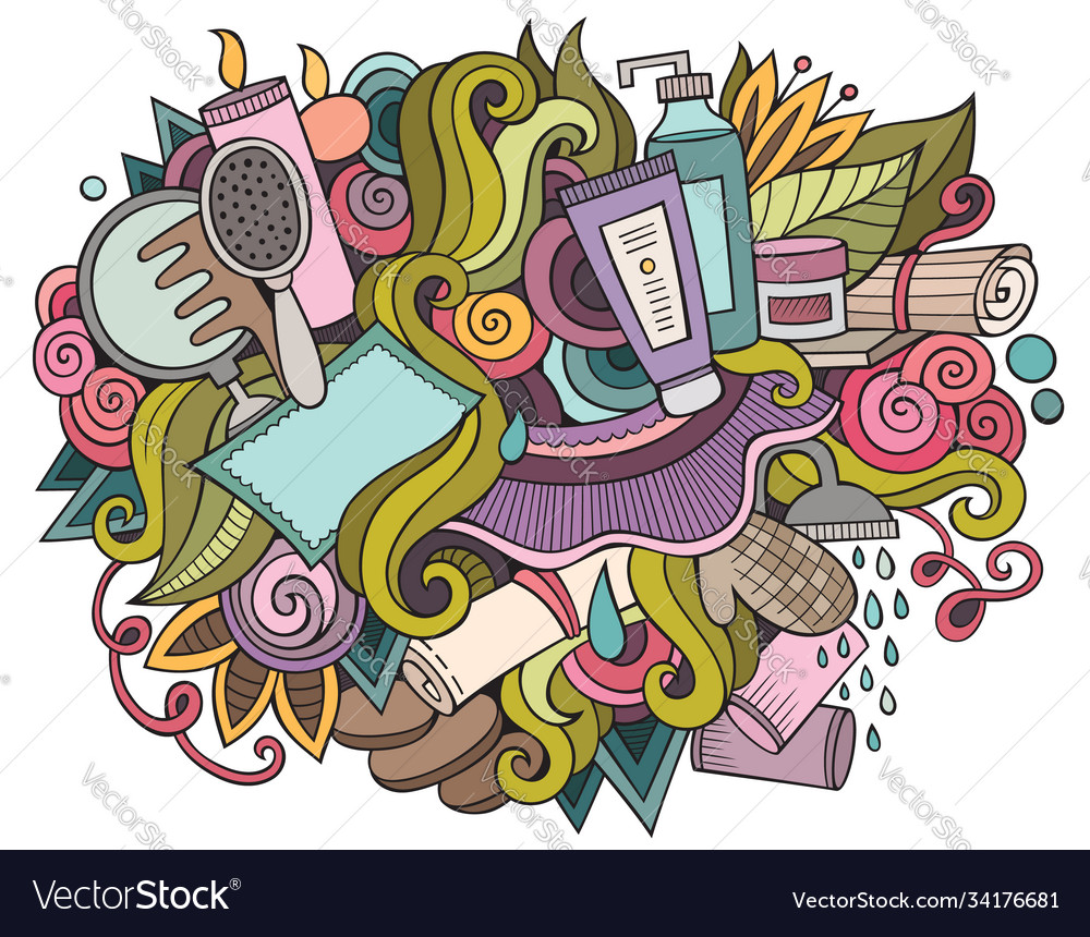 Spa hand drawn cartoon doodles Royalty Free Vector Image