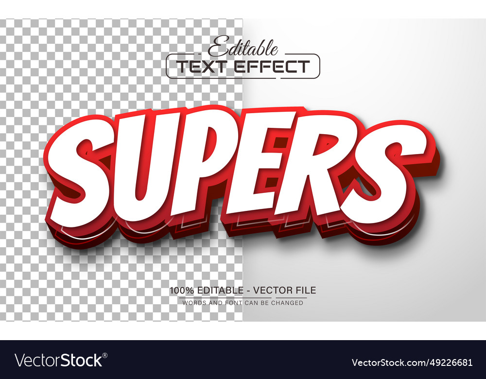 Super red 3d style text effect Royalty Free Vector Image