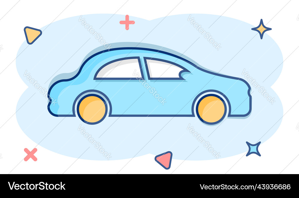 Car icon in comic style automobile cartoon Vector Image
