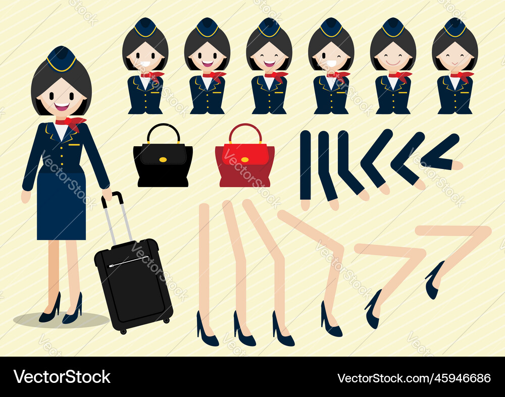 Cartoon character with beautiful air hostess Vector Image