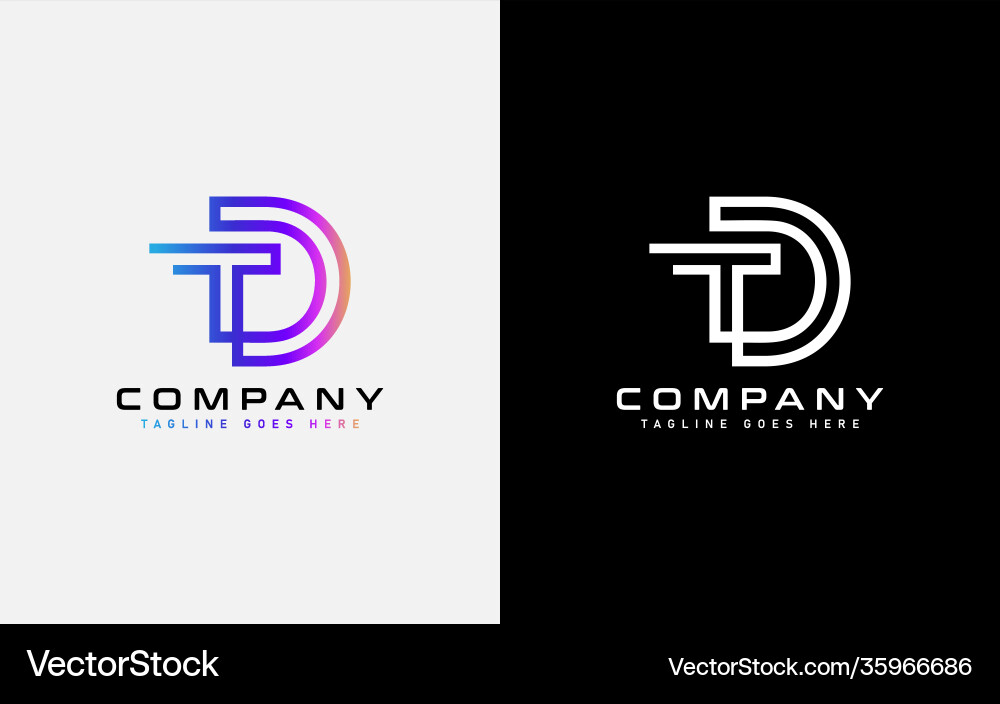 Colorful d and t modern logo design usable Vector Image