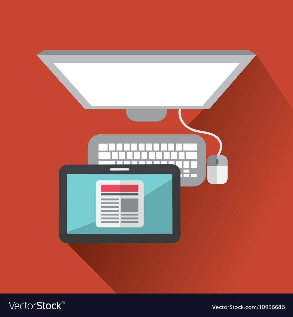 Computer tablet and document design Royalty Free Vector