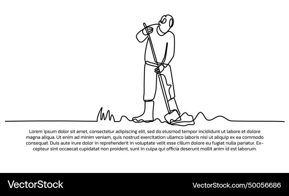 Continuous line design of a young man is doing Vector Image